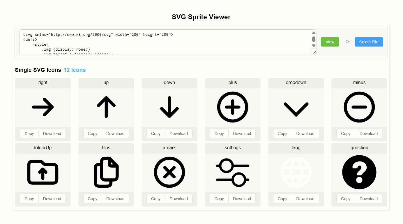 SVG Sprite Viewer – Xem & Tách Icon từ SVG Sprite Online Miễn Phí